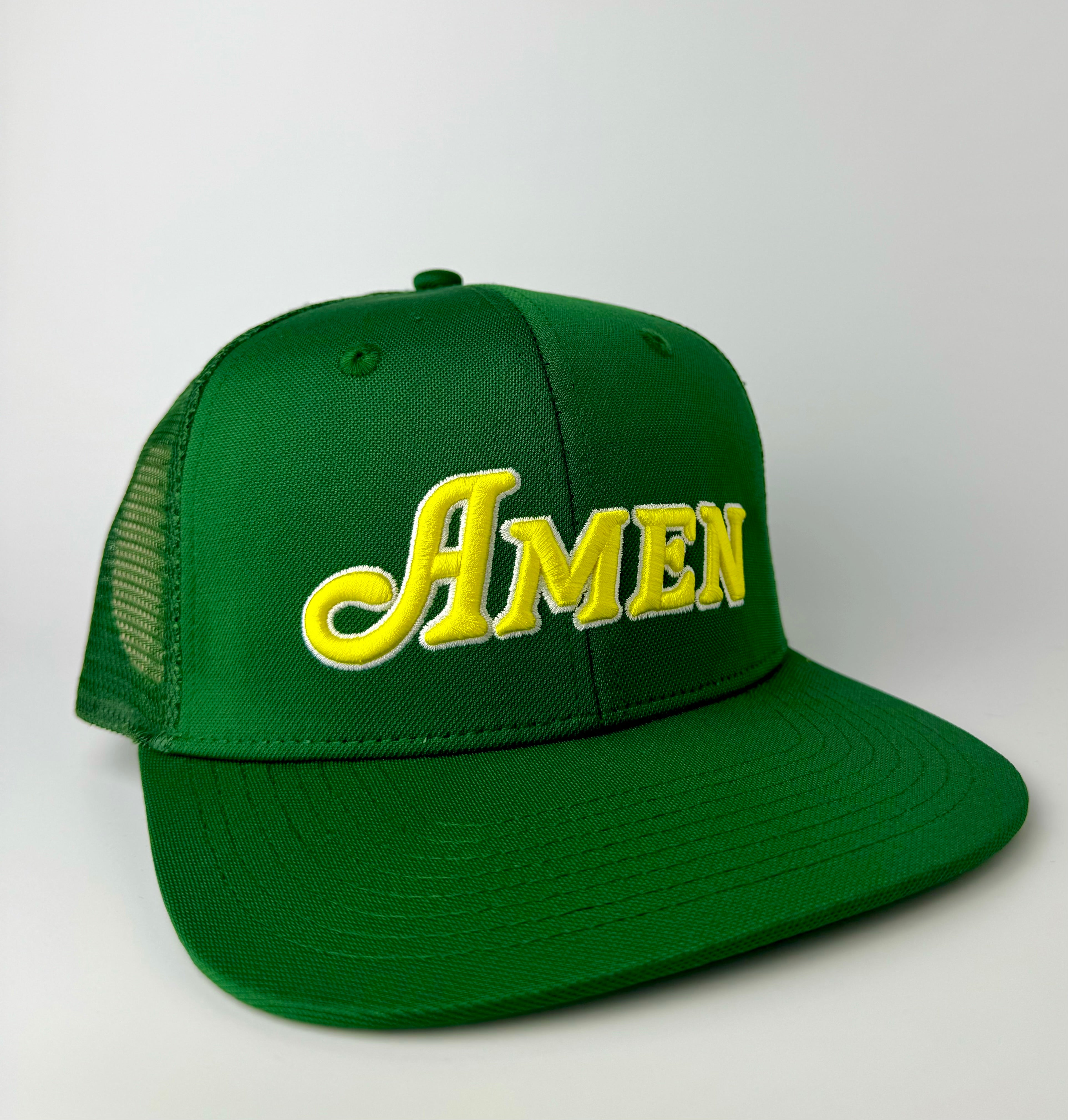 AMEN hat Green- Mesh Flat – Pigs Brand